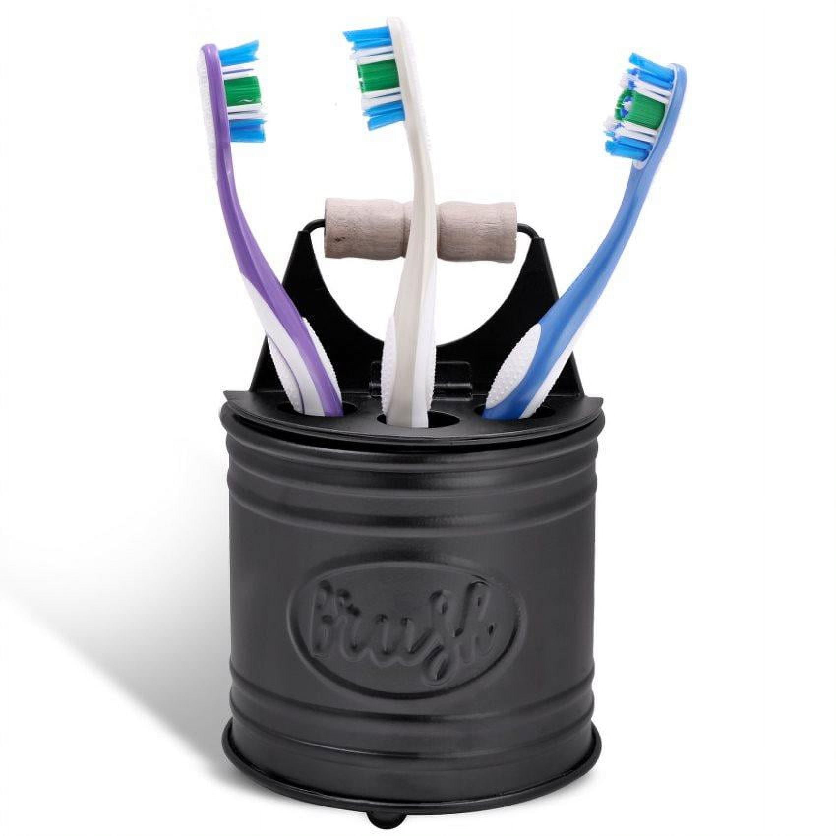 Autumn Alley Farmhouse Toothbrush Holder – Rustic Black Metal Bathroom ...