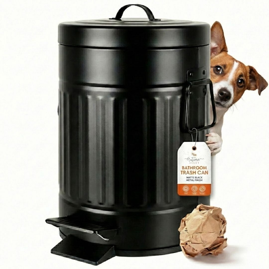 Autumn Alley, Farmhouse Pedal Garbage Can, 5L, Black Matte Finish ...