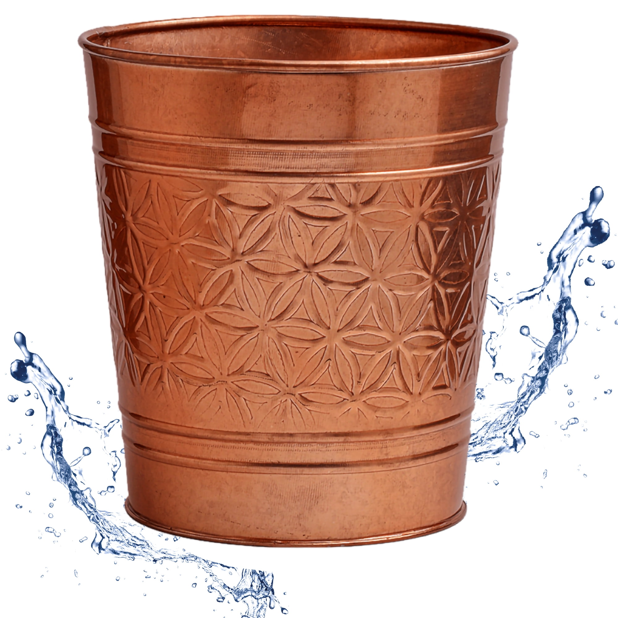 Autumn Alley Copper Trash Can, Garbage Can, Round Open Top Copper ...