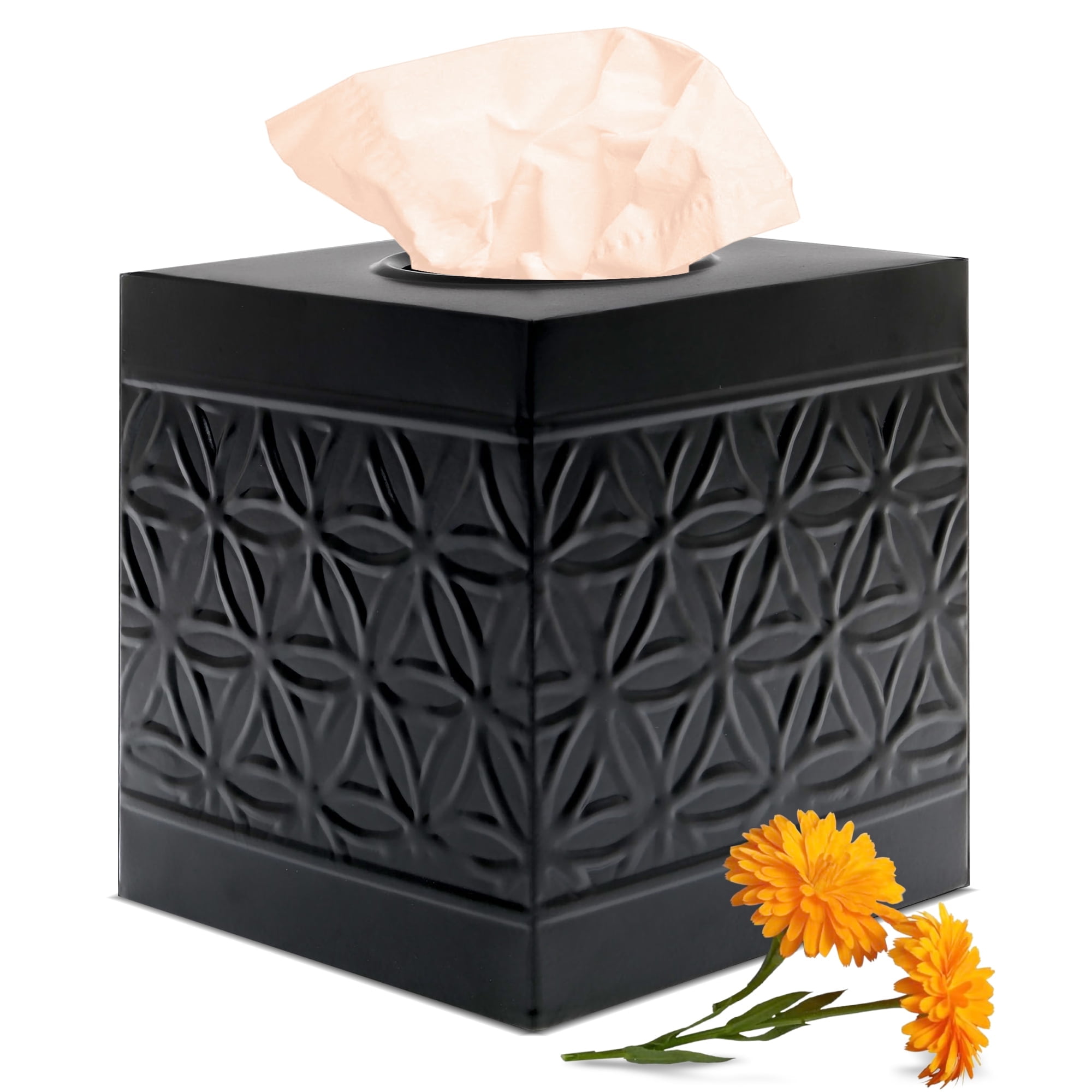Autumn Alley Black Tissue Box Cover Square, Tissue Box Cover, Tissue ...