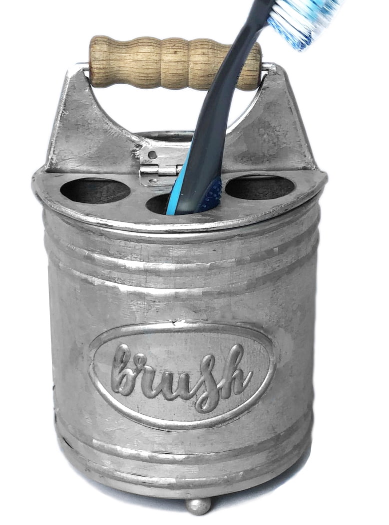 Autumn Alley Farmhouse Toothbrush Holder in Rustic Galvanized Gray ...