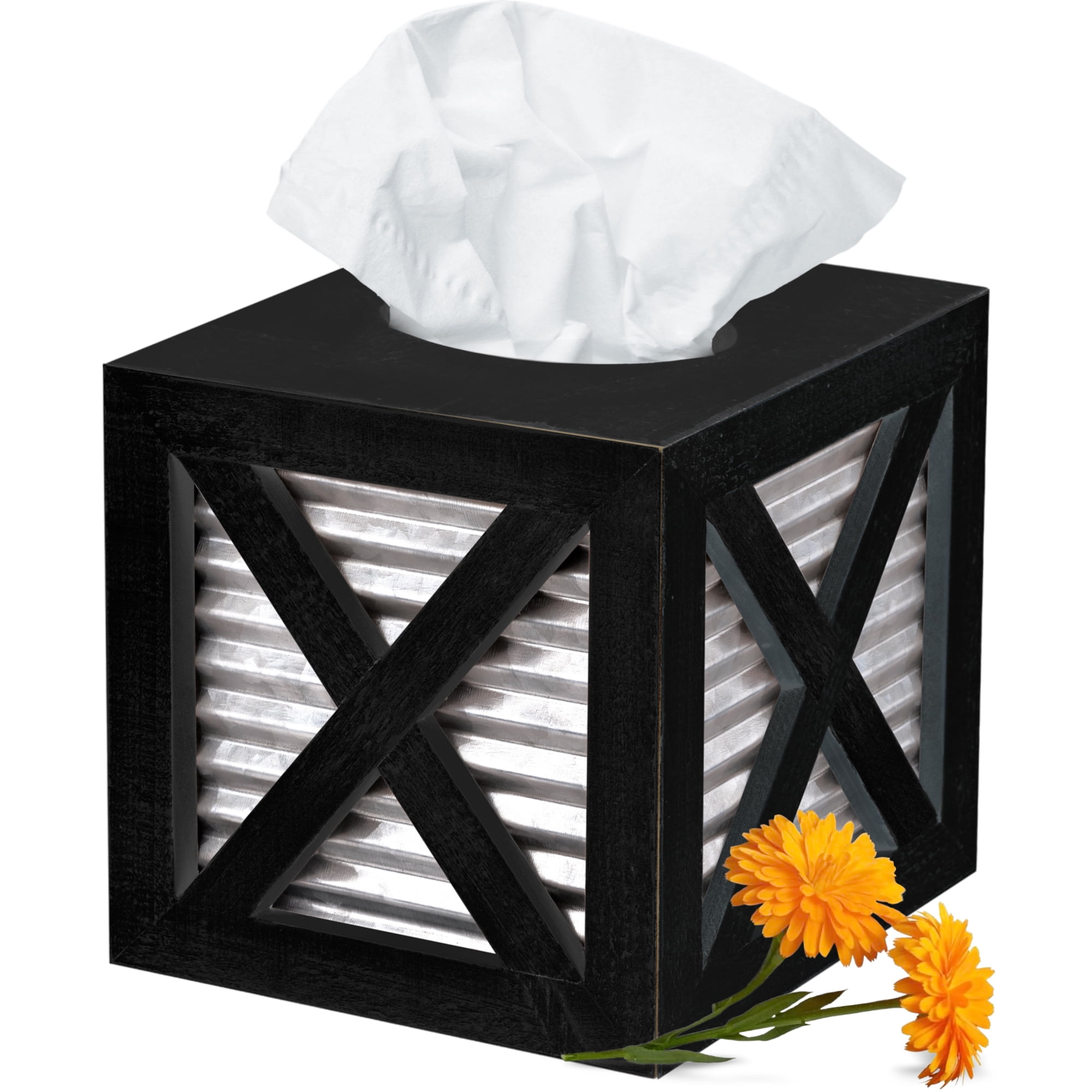 Autumn Alley Farmhouse Wood Barn Door Tissue Box Cover, Fully-Enclosed ...
