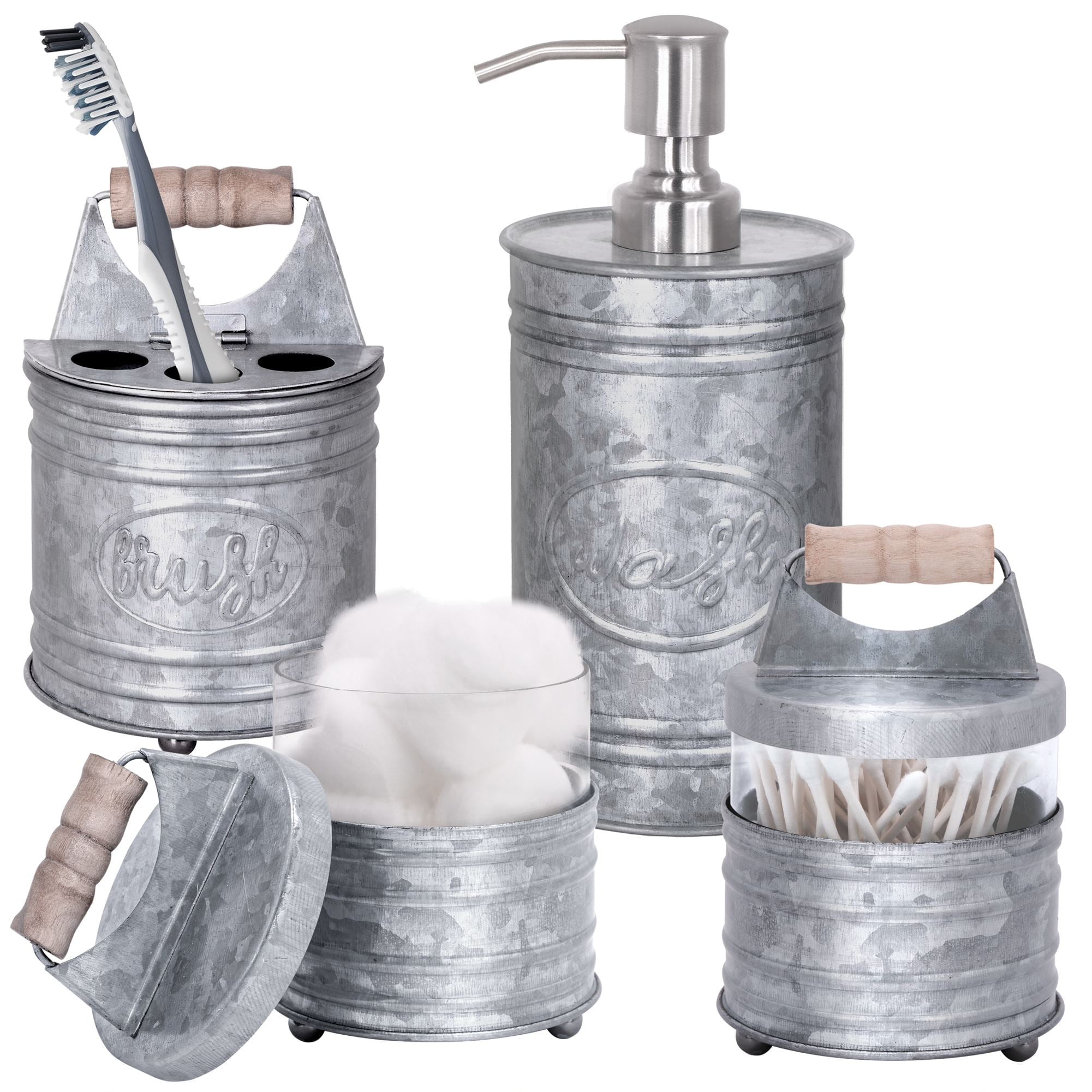 Autumn Alley, Rustic Farmhouse Bathroom Accessories Set, Galvanized ...