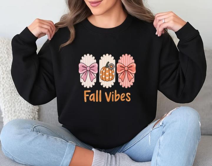 Autumn And Pumpkin Season Graphic Design Fall Vibes Gift Sweatshirt, up ...