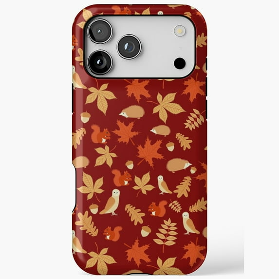 Autumn Animals Pattern with Squirrel and Owl iPhone 11 through 17 Pro ...