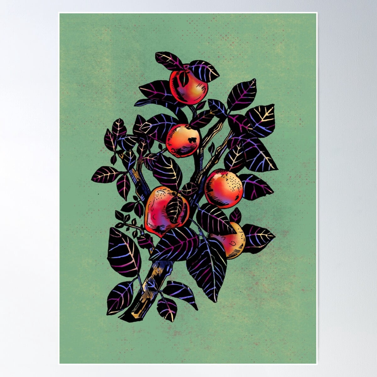 Autumn Apples In Color Poster Wall Art Modern Wall Decor For Living ...