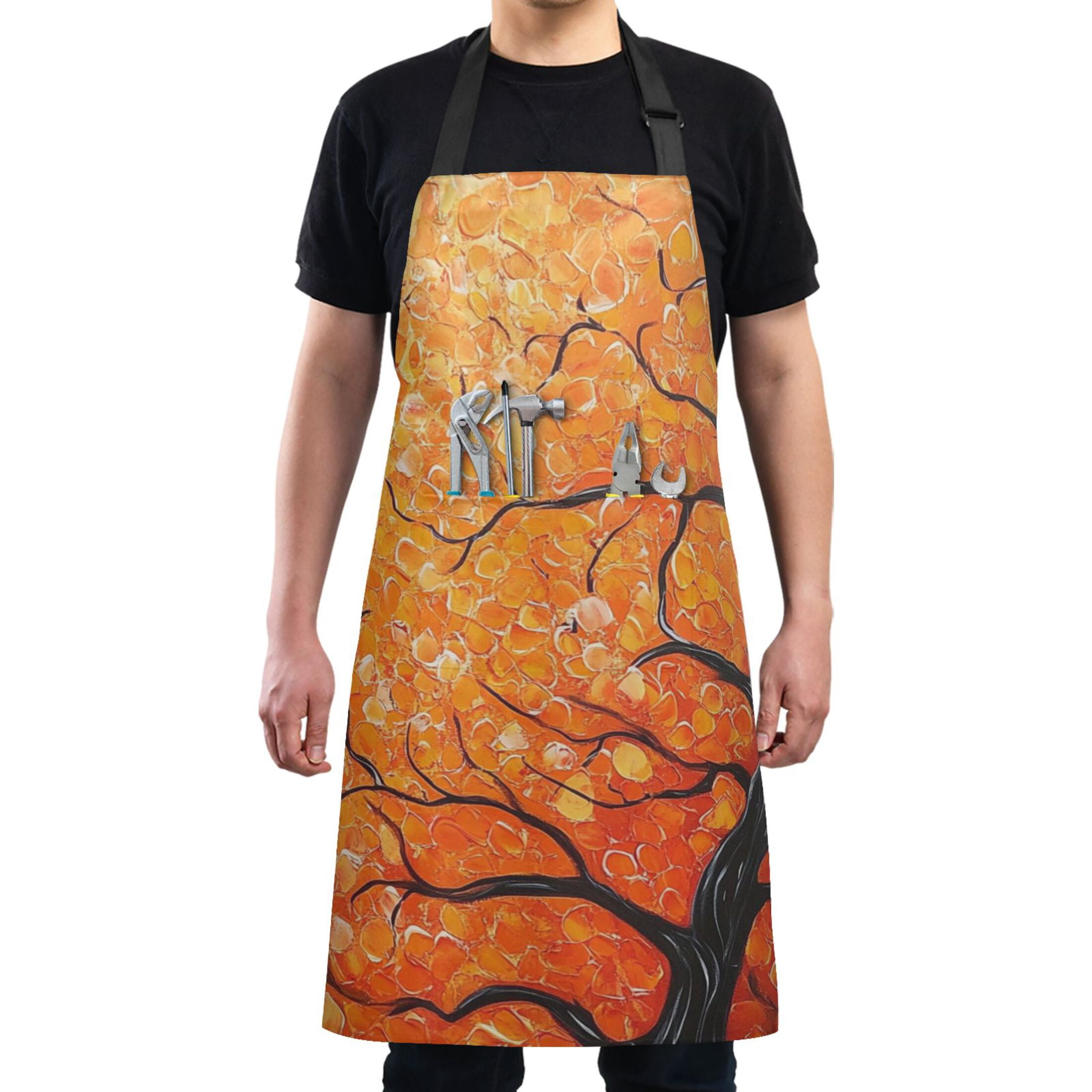Autumn Art Tree Chef Kitchen Apron with Pockets for Women Waterproof ...