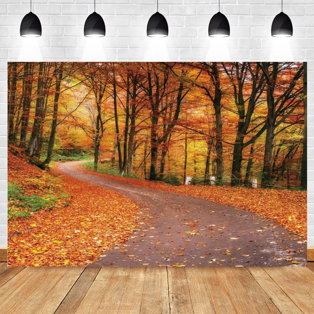 Autumn Backdrop Fall Forest Nature Scene Maple Leaves Farm Barn ...