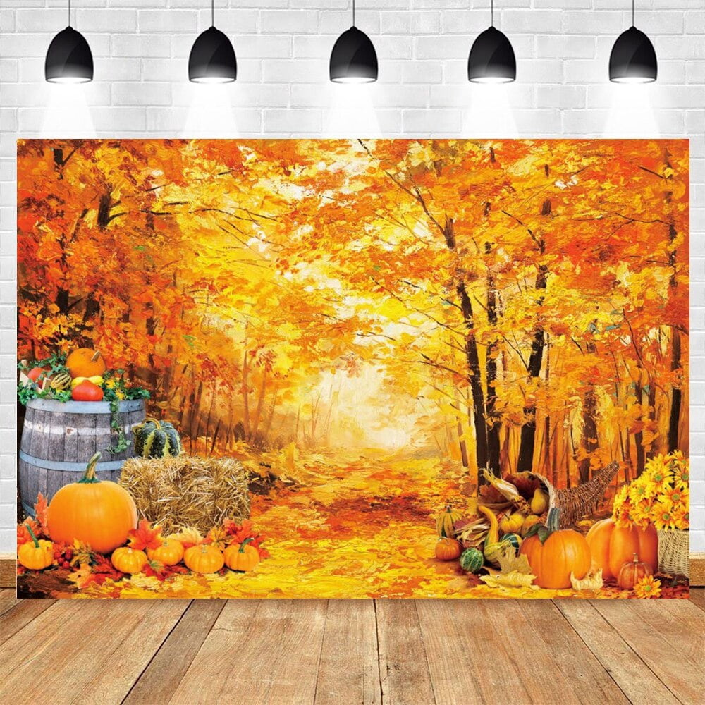 Autumn Backdrop Fall Forest Nature Scene Maple Leaves Farm Barn ...