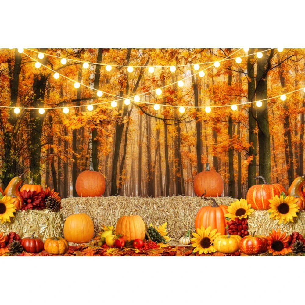 Autumn Backdrops Fall Pumpkins Bumper Harvest Maple Leaves Farm Barn ...