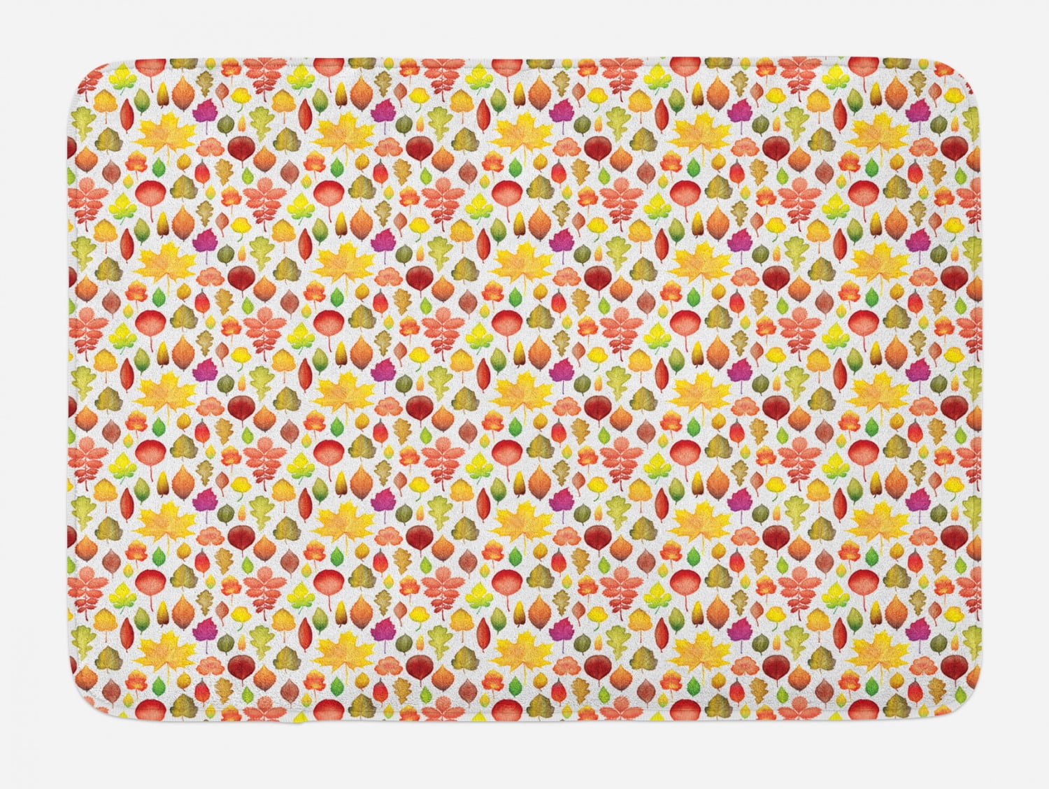 Autumn Bath Mat, Collection Lively Colored Leaves of Various Different ...