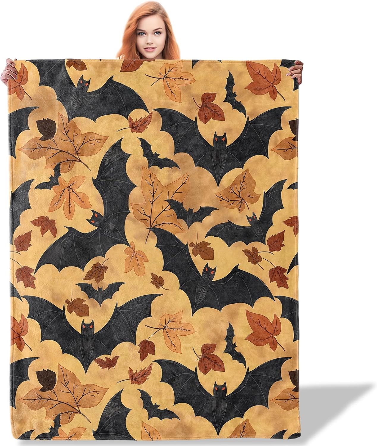 Autumn Bats Throw Blanket 50x60 in Inch, Halloween Themed Blankets for ...
