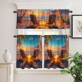 Autumn Beach Campfire Pumpkin Curtain Tier and Valance Set 3 Piece,Fall ...