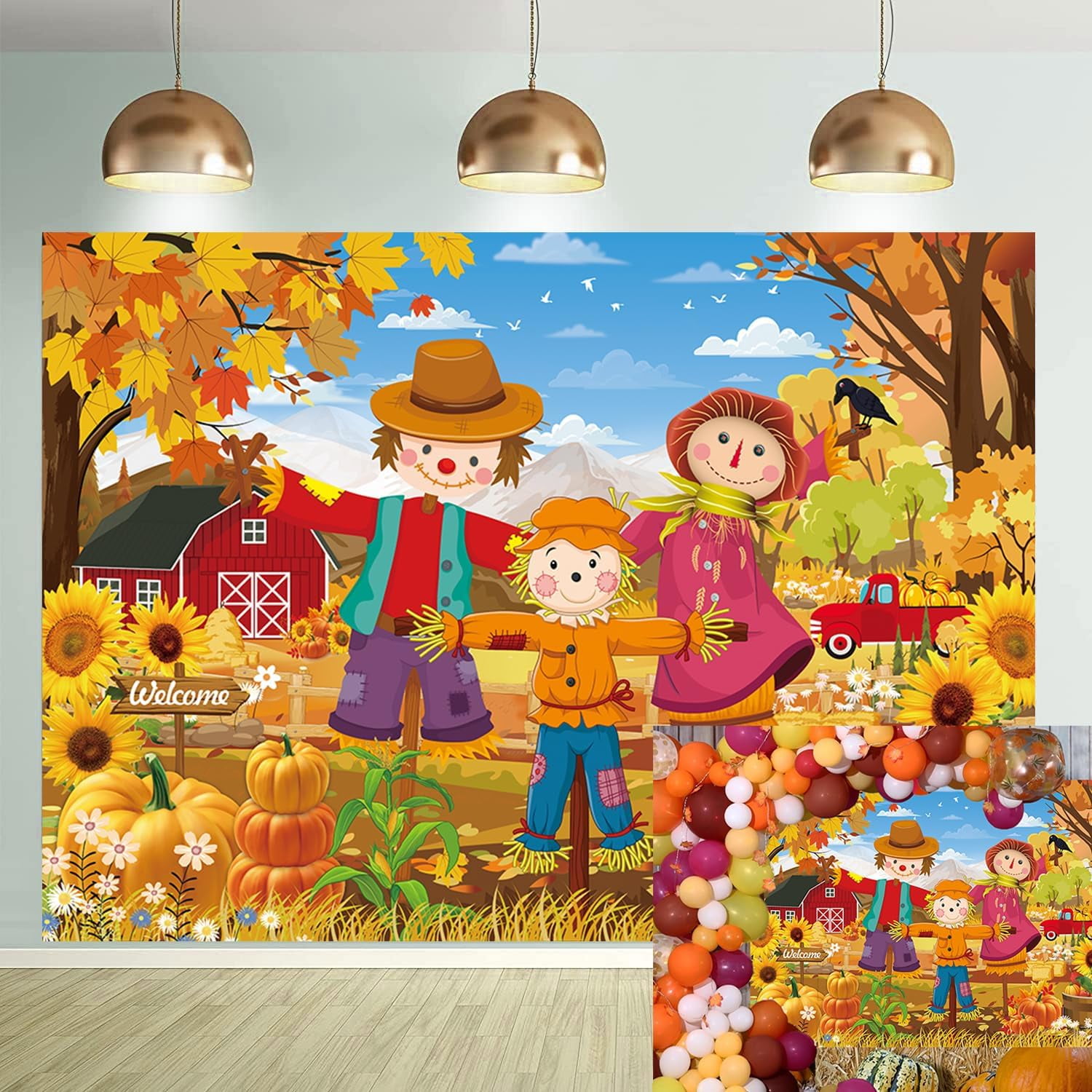 Autumn Beautiful Backdrop Fall Scarecrow Farm Barn Harvest Photography ...