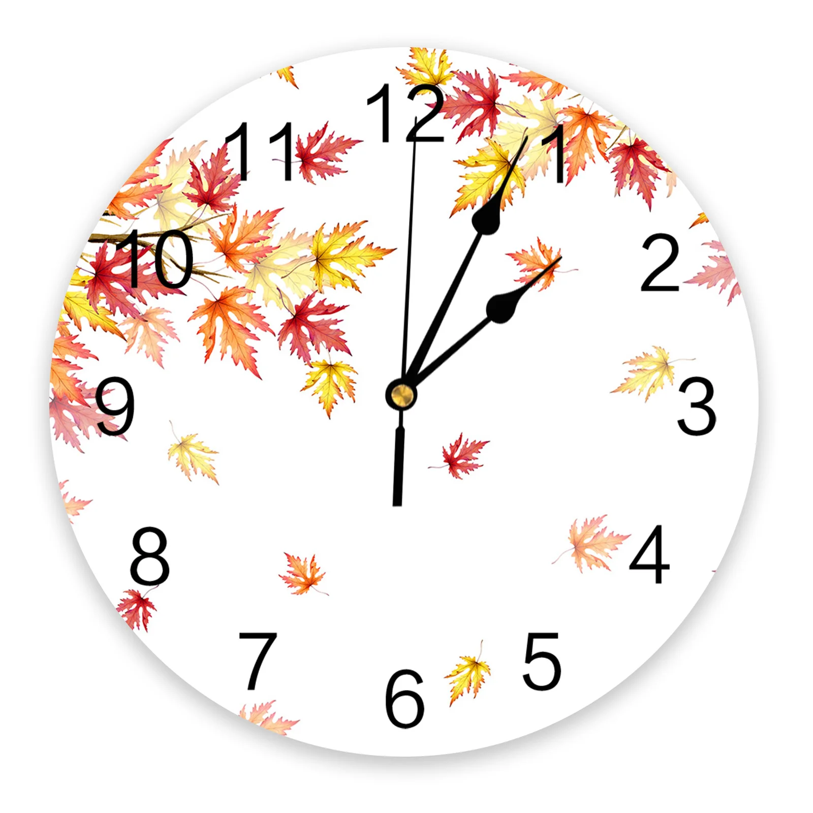 Autumn Beauty Fallen Leaves Yellow Warm Large Wall Clock Dinning ...