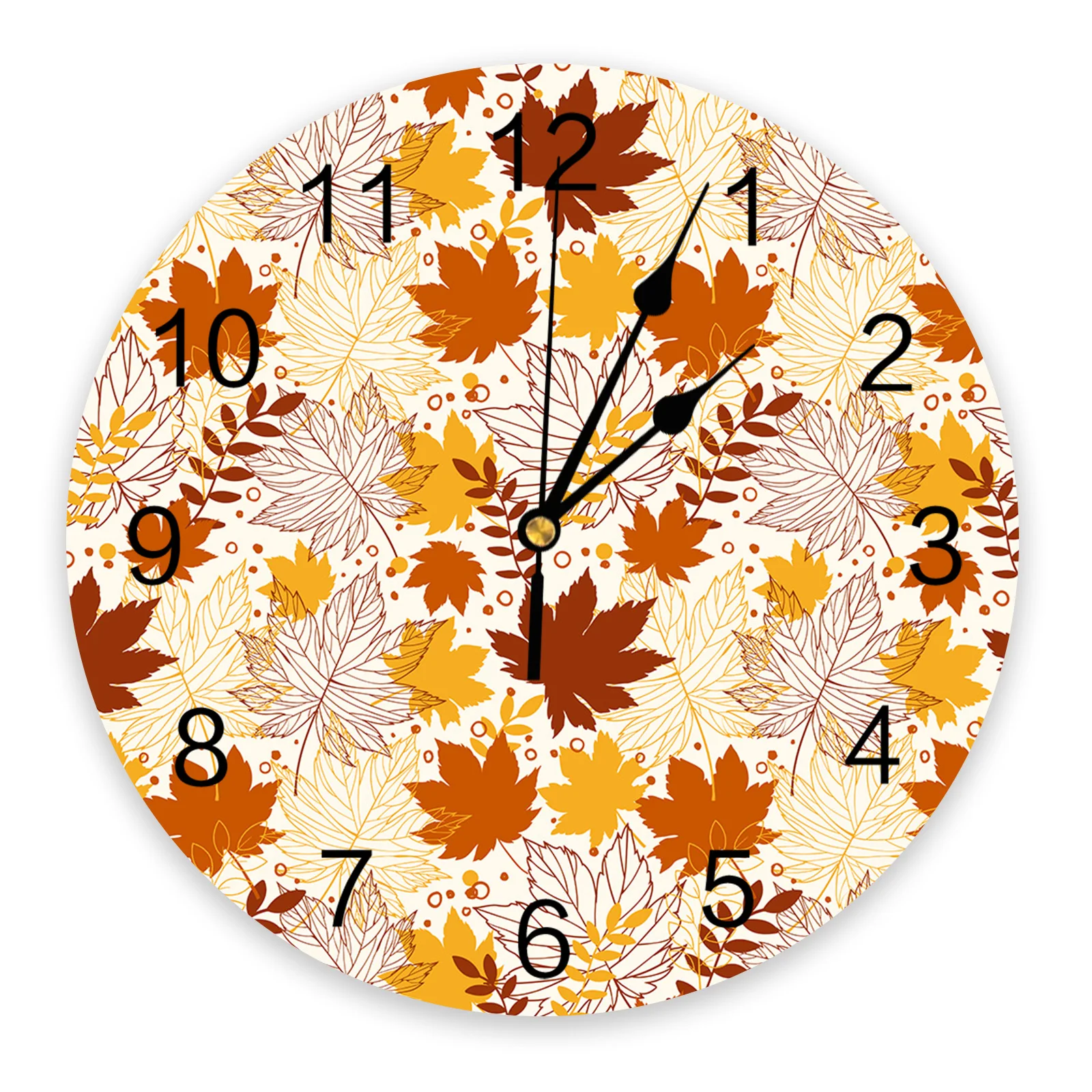 Autumn Beauty Fallen Leaves Yellow Warm Large Wall Clock Dinning ...