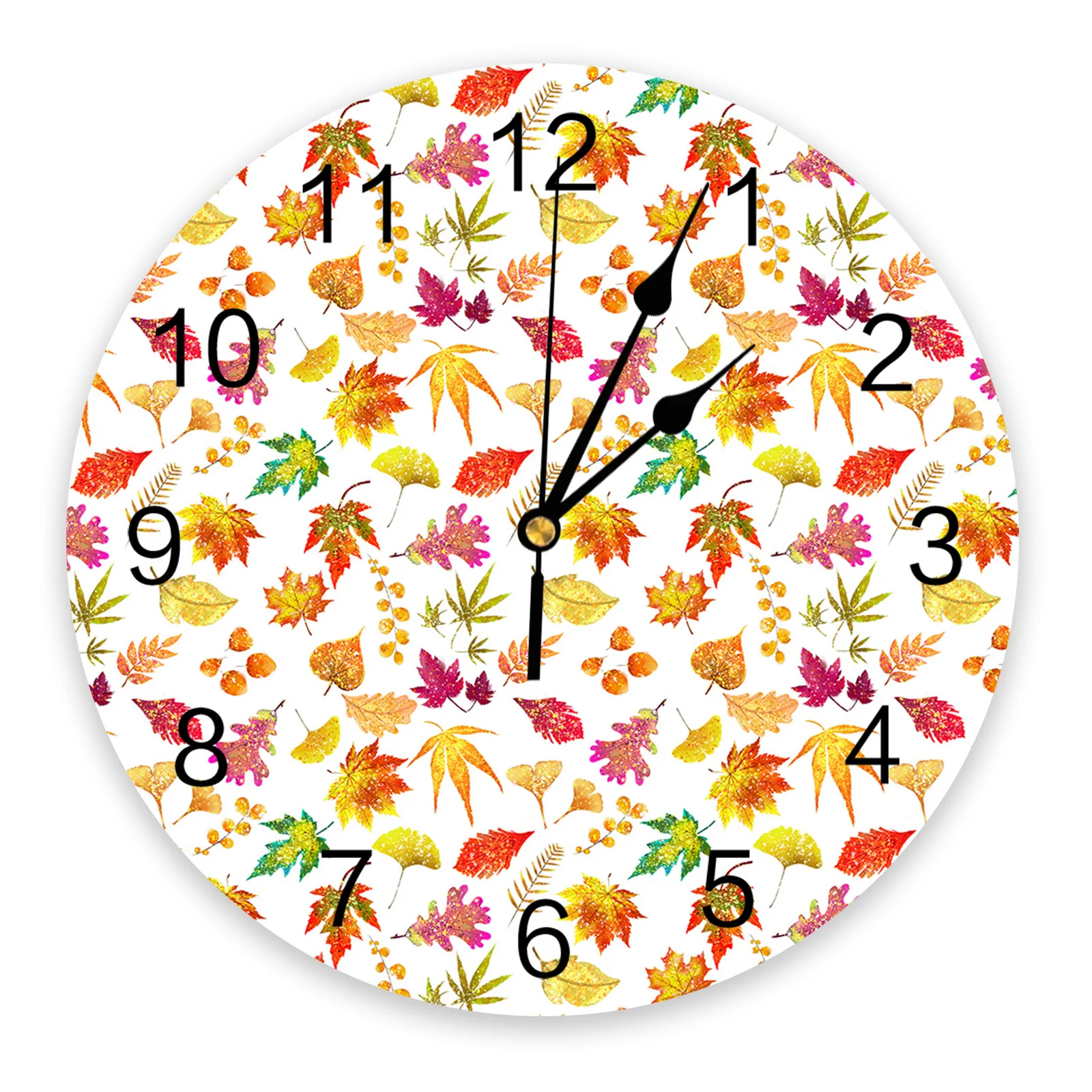 Autumn Beauty Fallen Leaves Yellow Warm Large Wall Clock Dinning ...