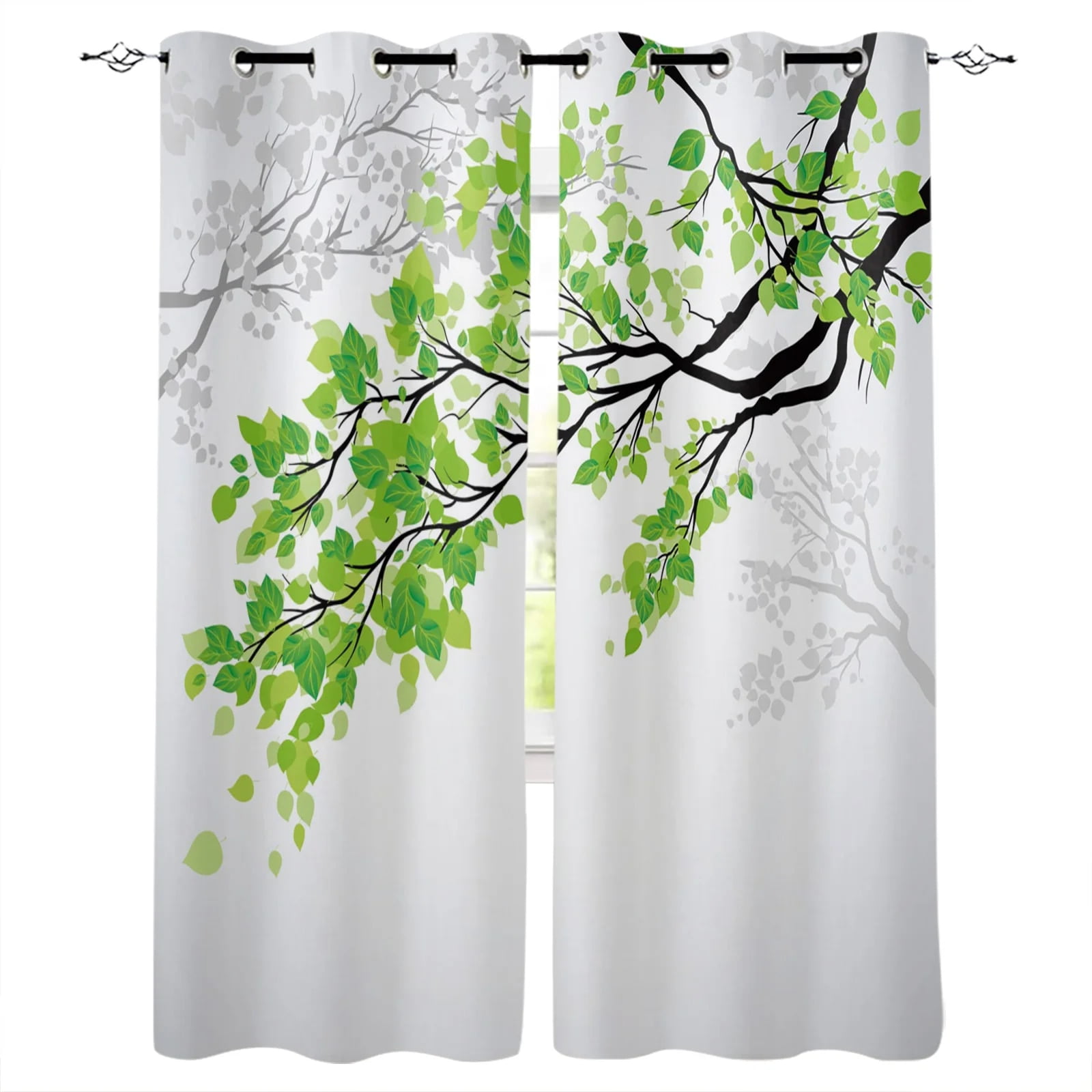 Autumn Beauty Leaves Yellow Sunshine Window Curtains For Living Room ...