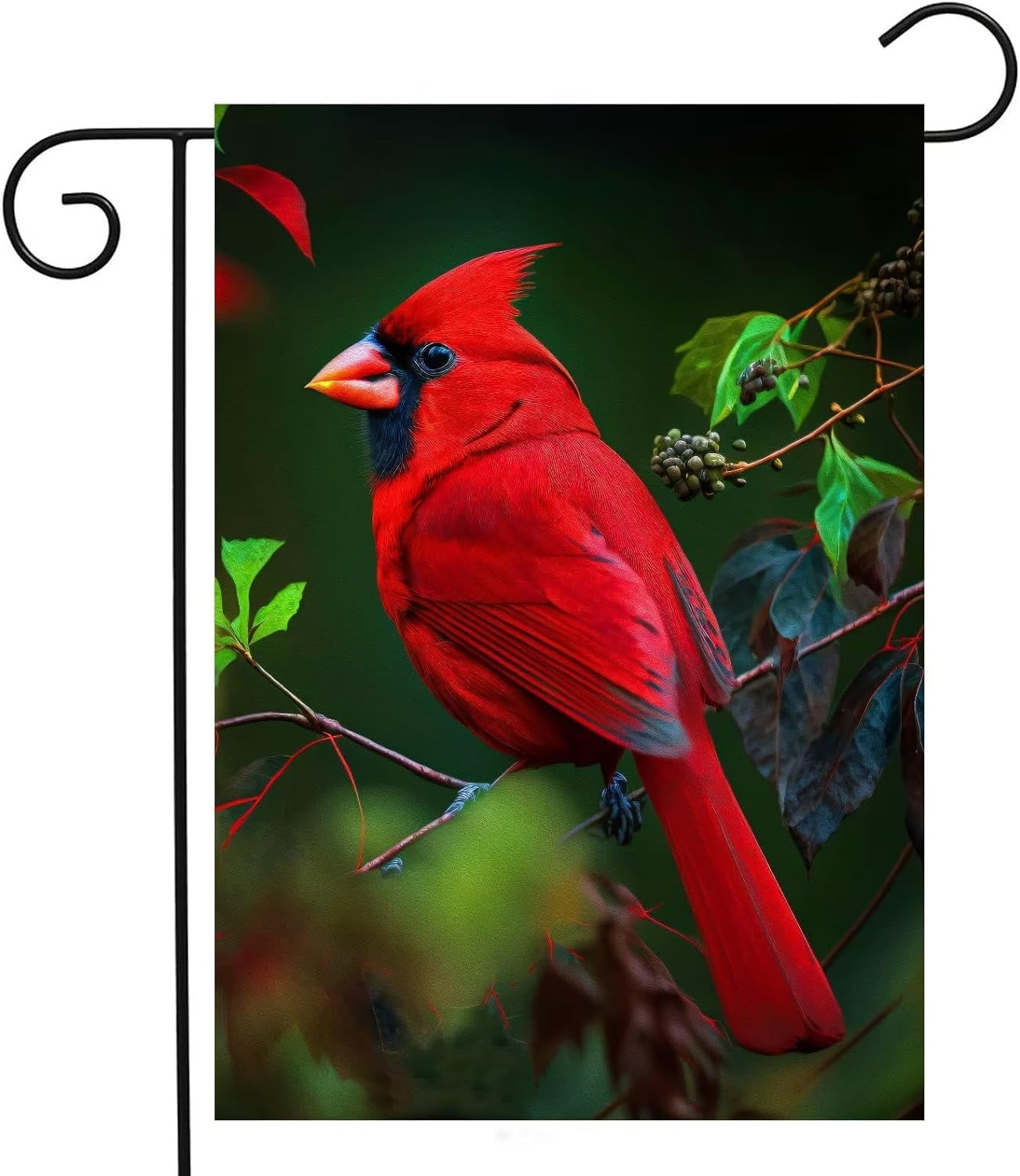 Autumn Berries Red Cardinal Bird Branch Tree Leaves Natural Landscape ...