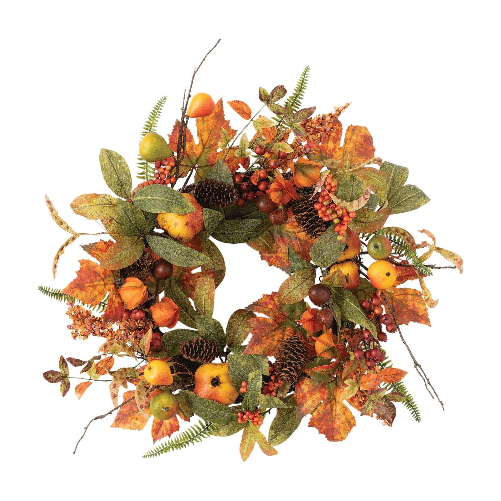 Autumn Berry Wreath with Acorns, Pine Cones and Fall Foliage | Autumn ...