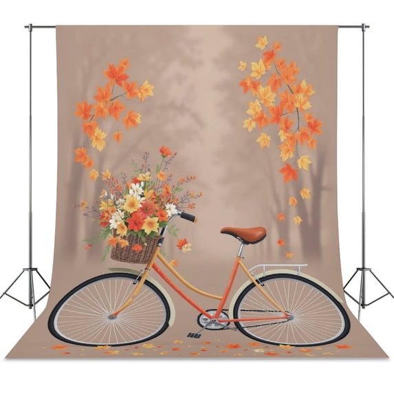 Autumn Bicycle Flowers Decorations BackdropPortrait Photography ...