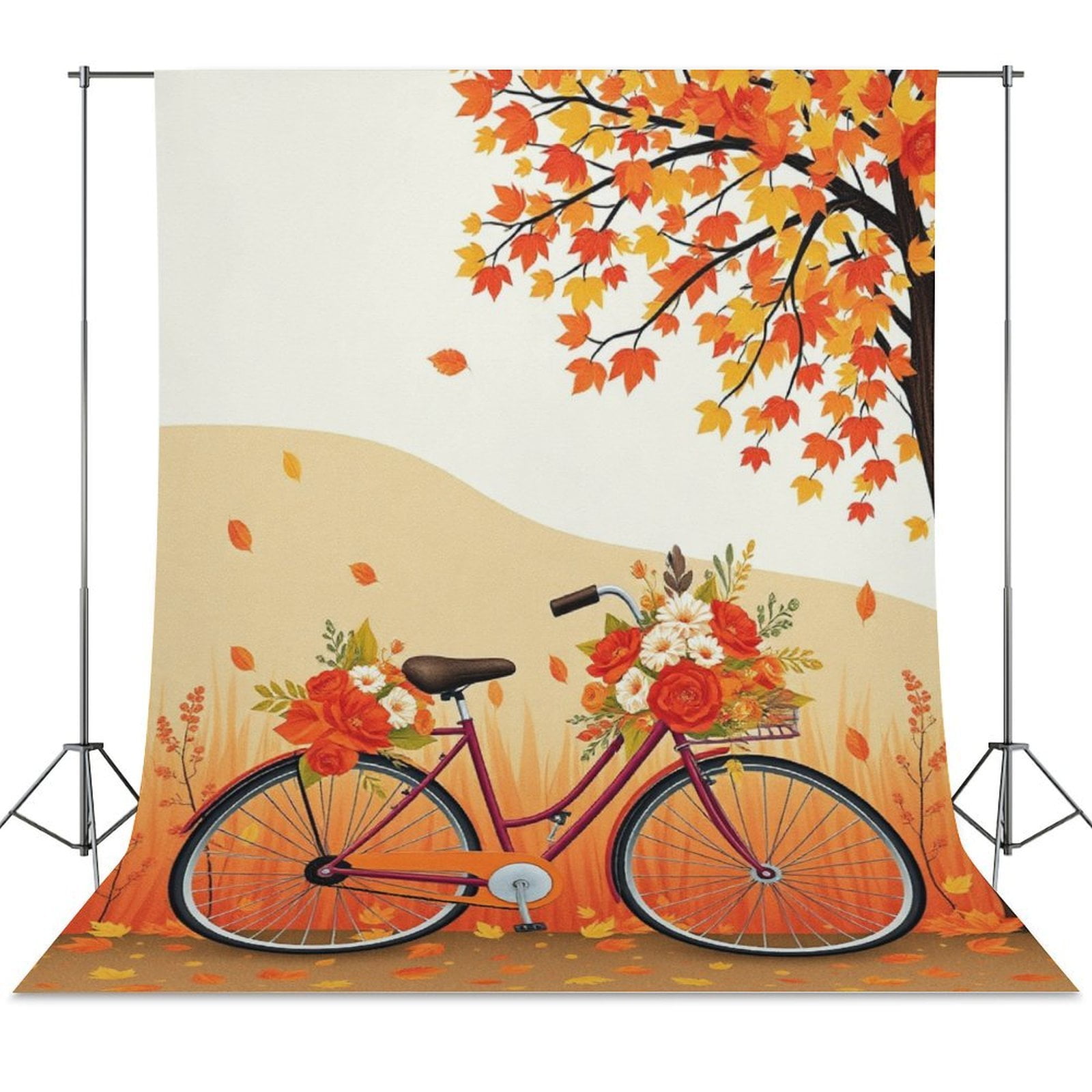 Autumn Bicycle Flowers Decorations BackdropPortrait Photography ...