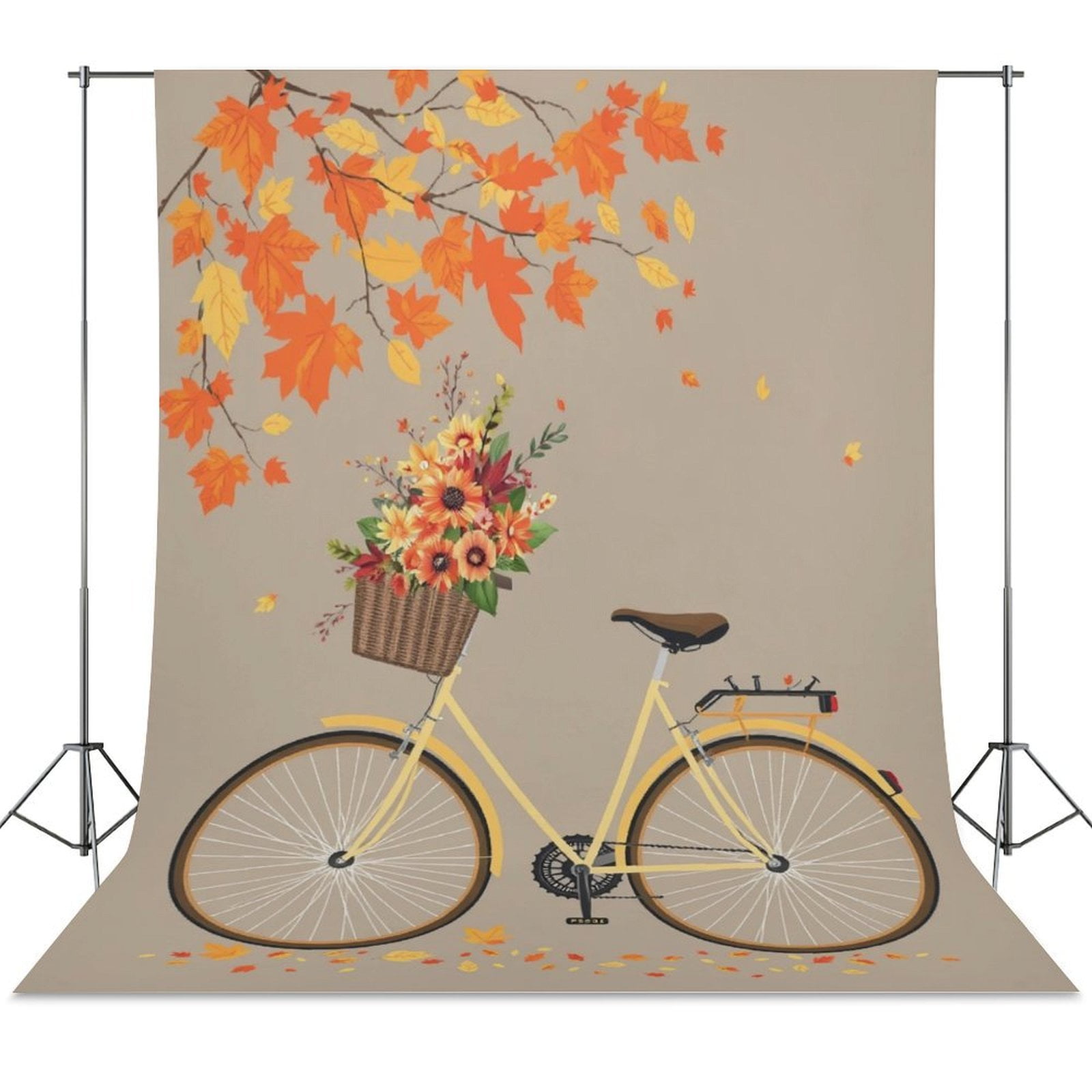 Autumn Bicycle Flowers Party Backdrop Birthday Decoration Backgrounds ...