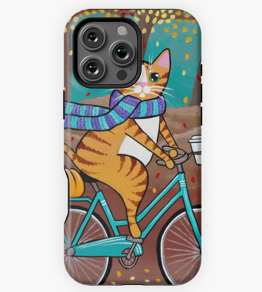 Autumn Bicycle Ride Ginger Cat GA7347 Phone Case for iPhone 11 to 17 ...