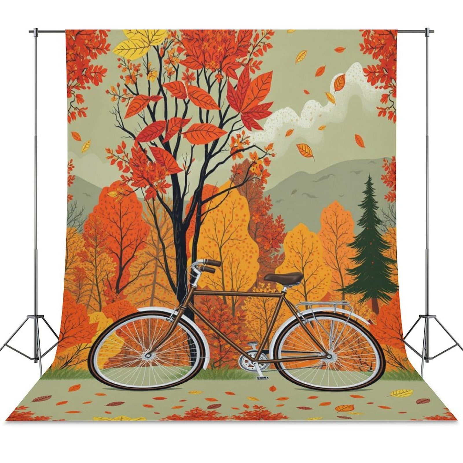 Autumn Bike Ride Decorations BackdropPortrait Photography Background ...