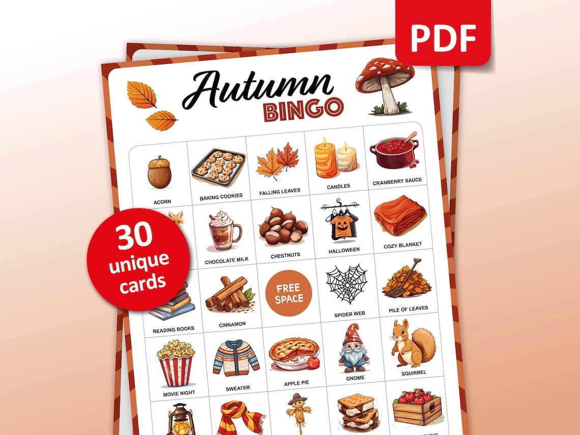 Autumn Bingo, 30 Autumn Bingo Cards, Seasonal Activities, Learning ...