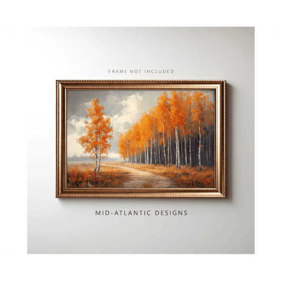 Autumn Birch Path Or Poster Fall Landscape Wall Art Rustic Nature Decor ...