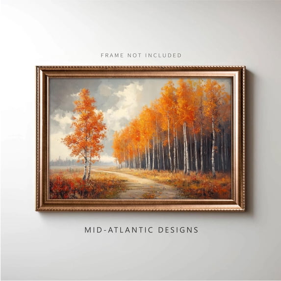 Autumn Birch Path Or Poster Poster Fall Landscape Wall Art Rustic ...