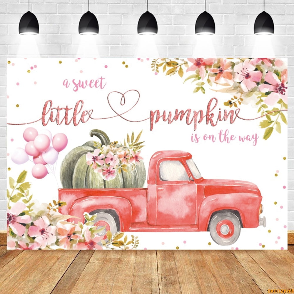 Autumn Birthday Party Backdrop Flower Pumpkins Pickup Truck Car Baby ...
