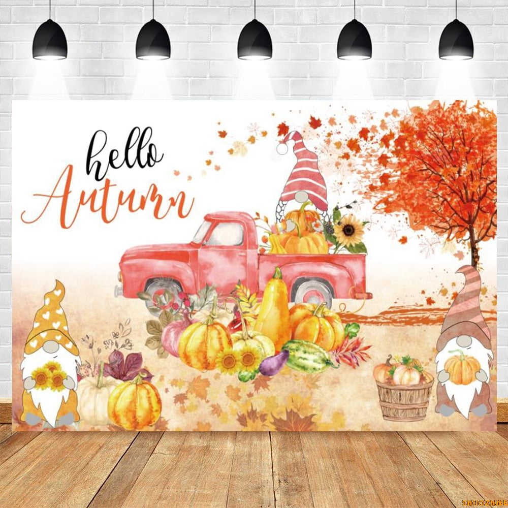 Autumn Birthday Party Backdrop Flower Pumpkins Pickup Truck Car Baby Shower Kid Portrait ...