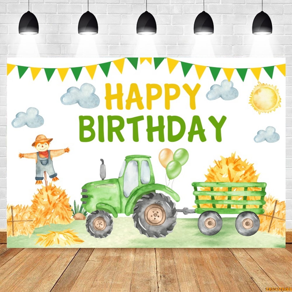 Autumn Birthday Party Backdrop Flower Pumpkins Pickup Truck Car Baby ...