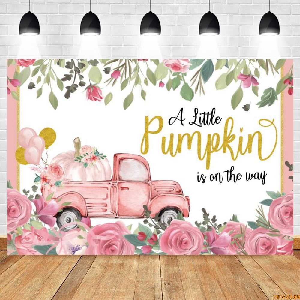 Autumn Birthday Party Backdrop Flower Pumpkins Pickup Truck Car Baby ...