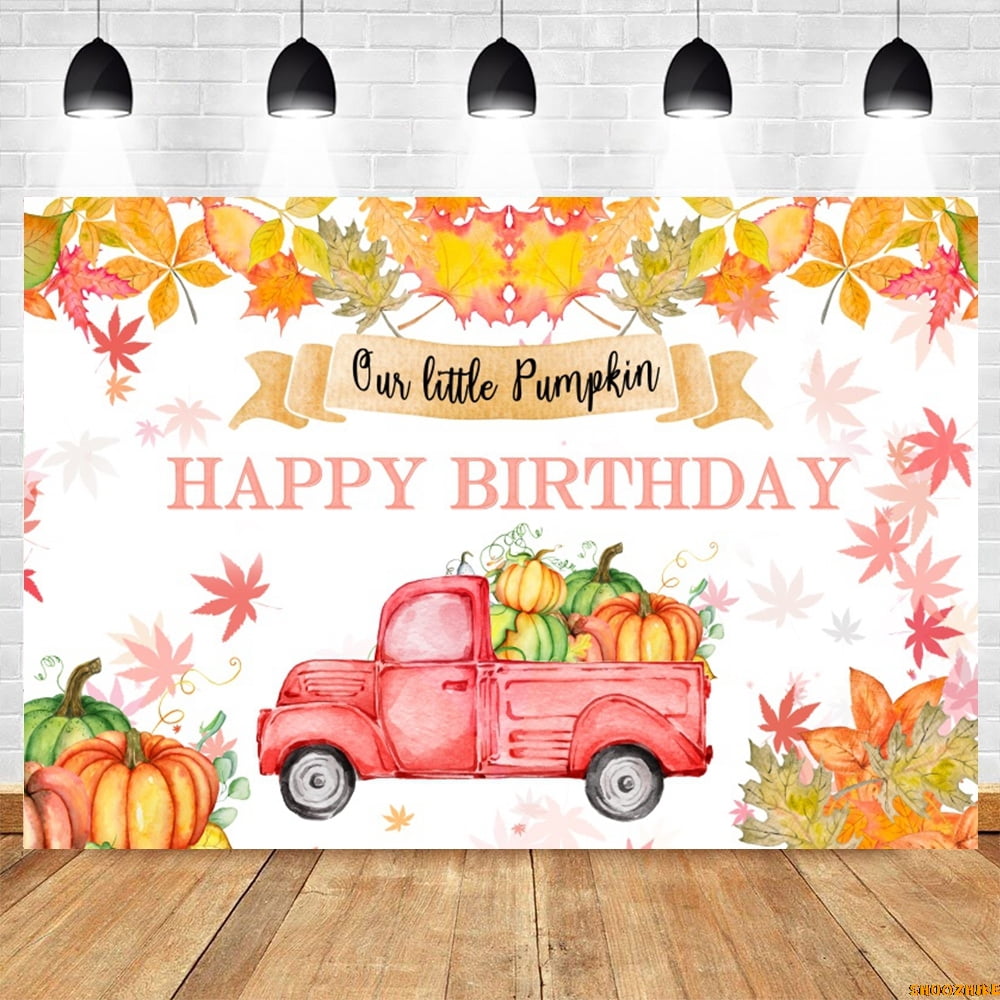 Autumn Birthday Party Backdrop Flower Pumpkins Pickup Truck Car Baby ...