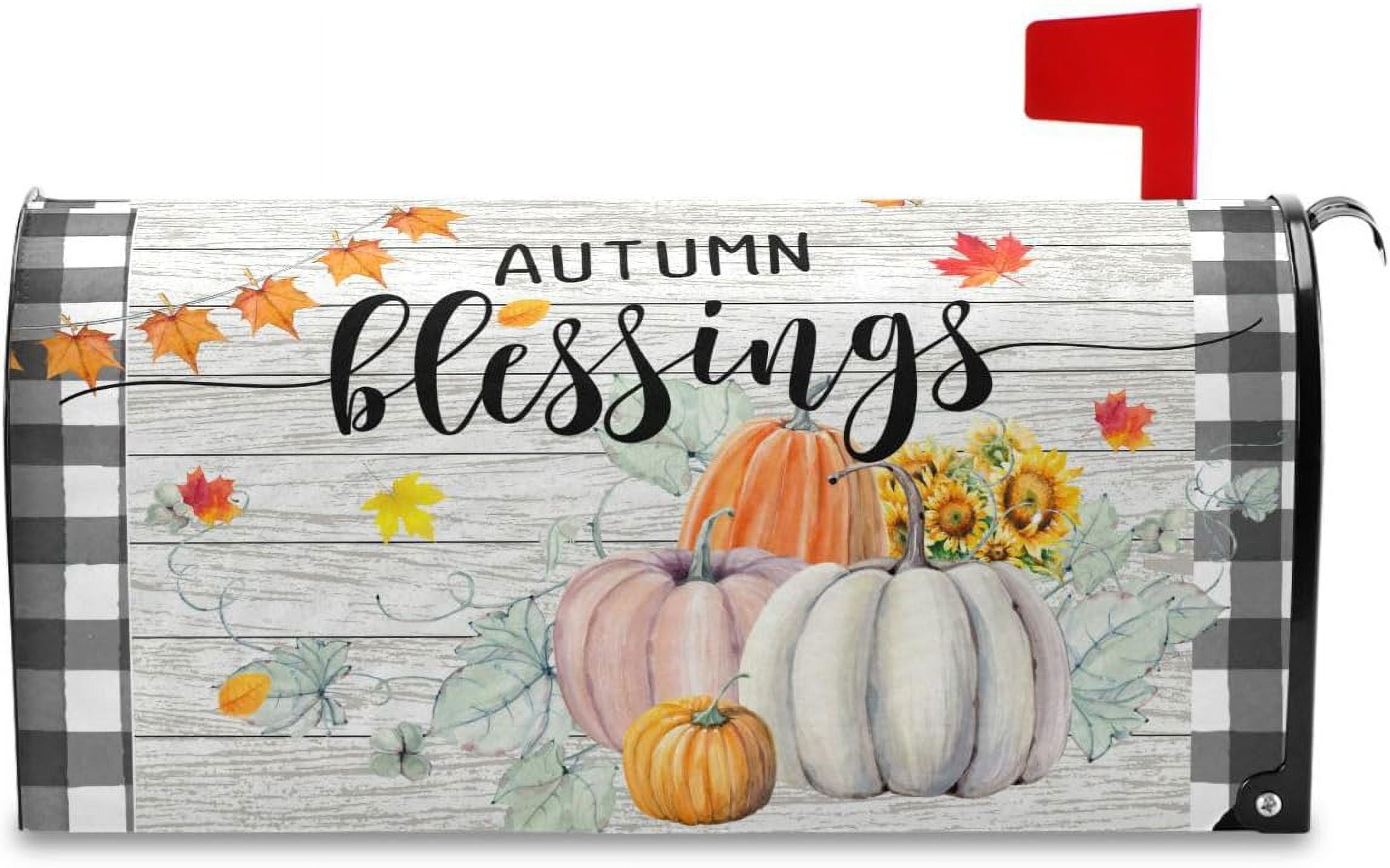 Autumn Blessing Mailbox Cover Standard Size Fall Pumpkin Sunflower ...