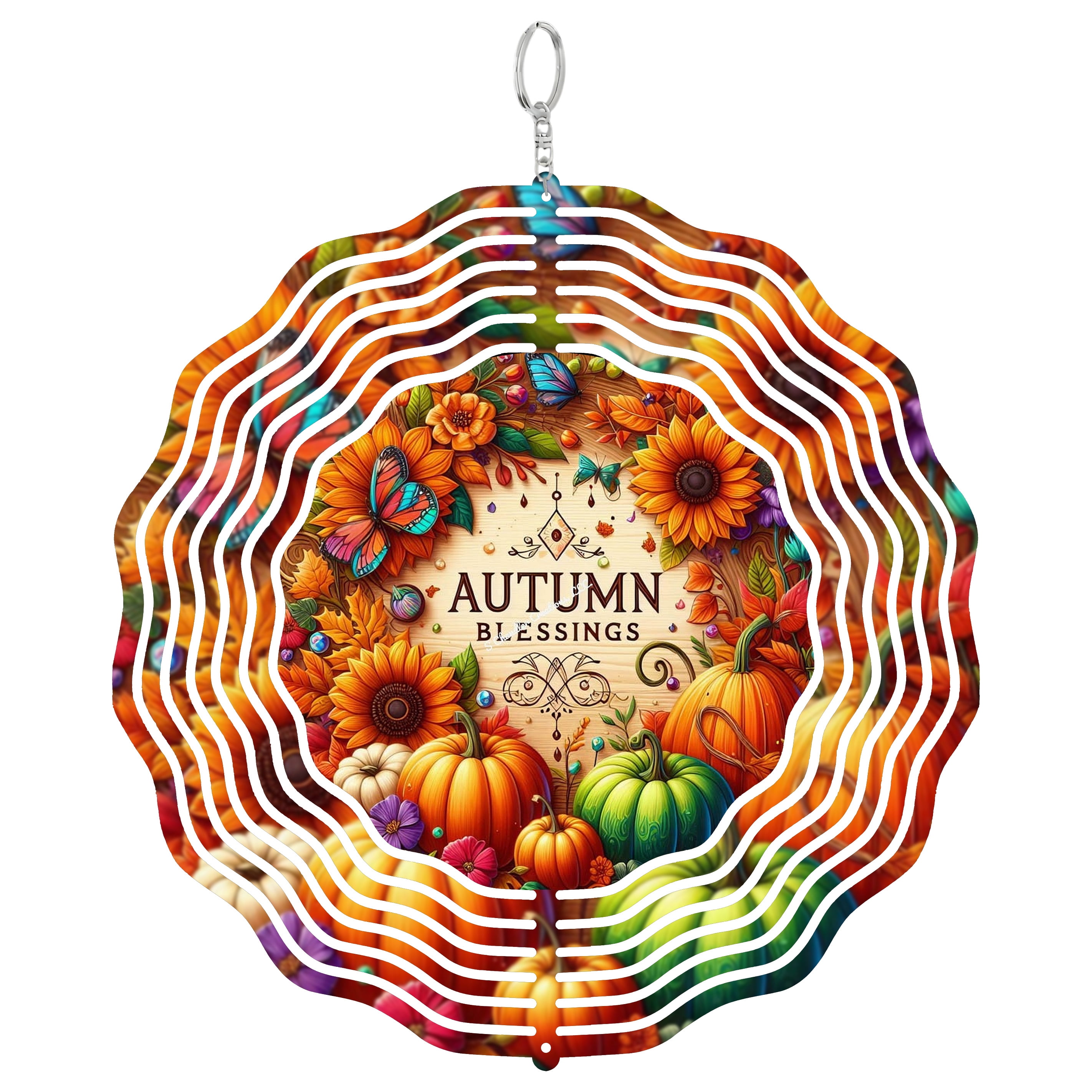 Autumn Blessings Pumpkin 3D Wind Spinner, Fall Harvest Hanging Ornament ...