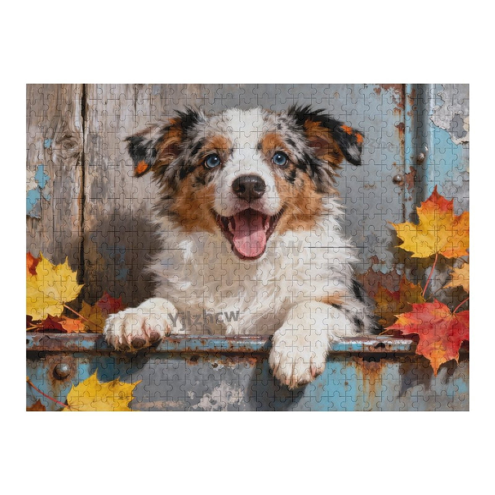 Autumn Blue Eyed Puppy Wooden Jigsaw Puzzle 1000 Pieces for Adults ...