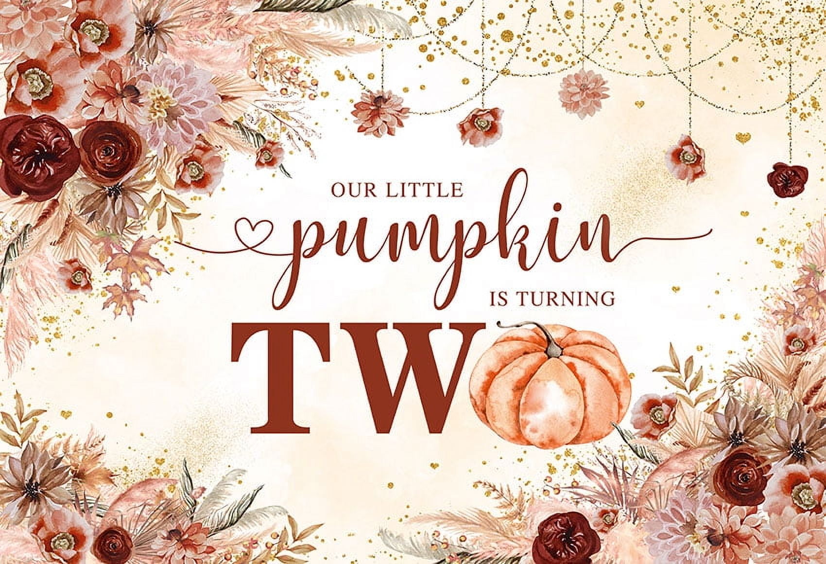 Autumn Boho Floral Little Pumpkin is Turning Two 2nd Birthday Party r ...