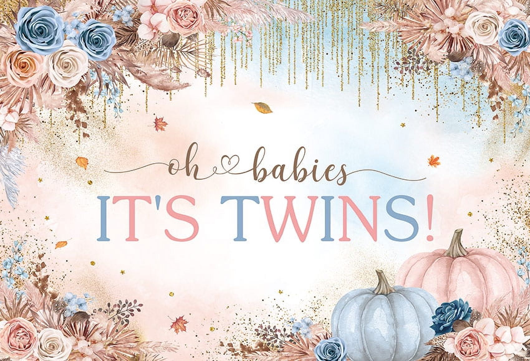 Autumn Boho Floral Oh Babies It's Twins Baby Shower Birthday Party r ...