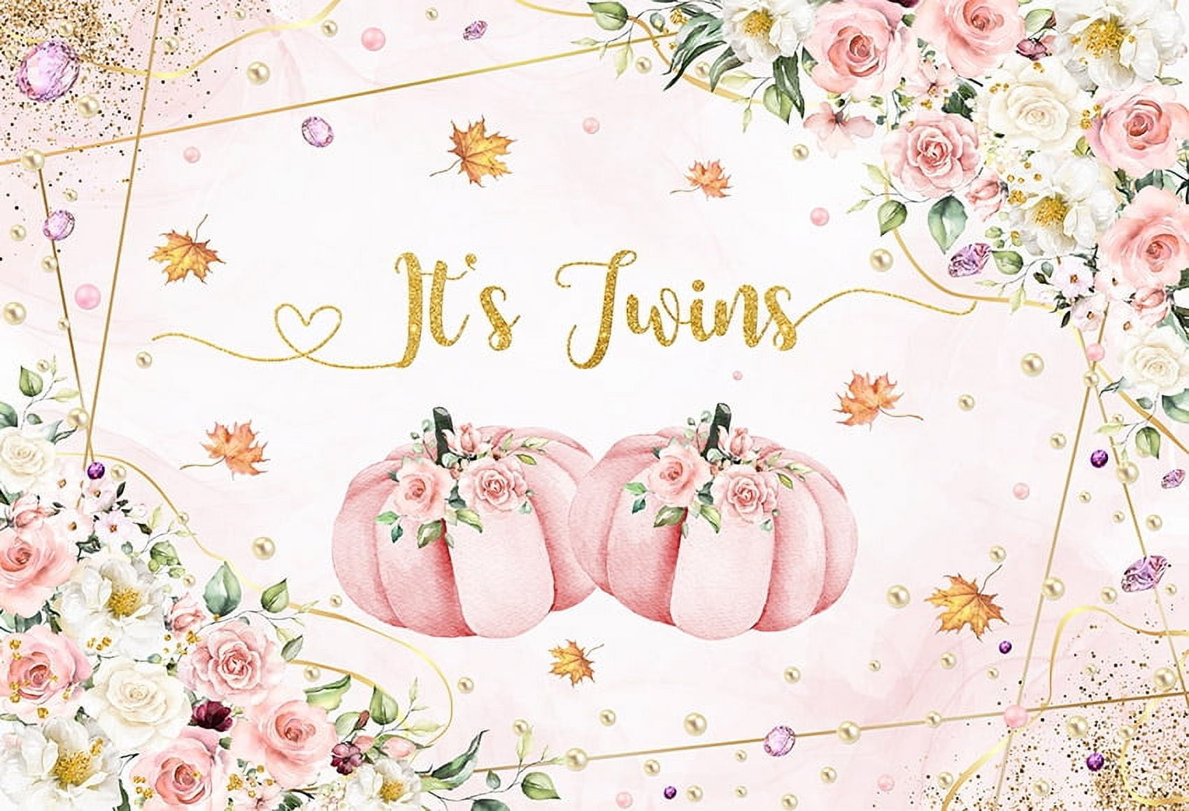 Autumn Boho Floral Oh Babies It's Twins Baby Shower Birthday Party r Photo Backdrop Studio ...