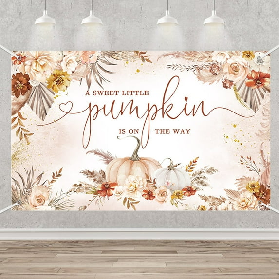 Autumn Boho Pumpkin Baby Shower Banner A Little Pumpkin is On The Way ...