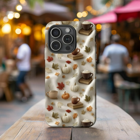 Autumn Books Coffee Warm Tone Cozy Art Case for iPhone 17 to 11 Pro Max ...