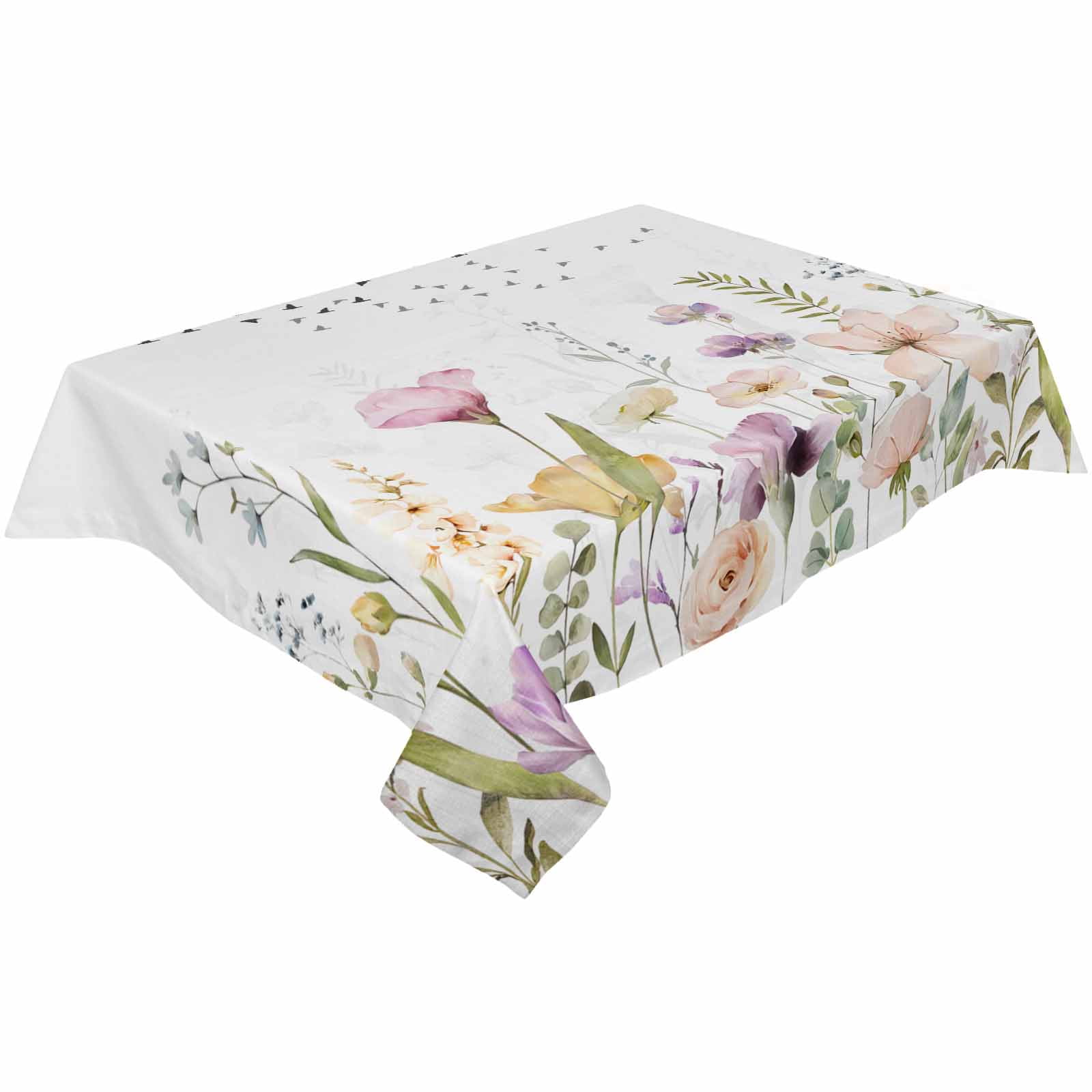 Autumn Botanical Rectangle Tablecloths 54x87,Fall Flower Floral Eucalyptus Leaves Birds Table ...