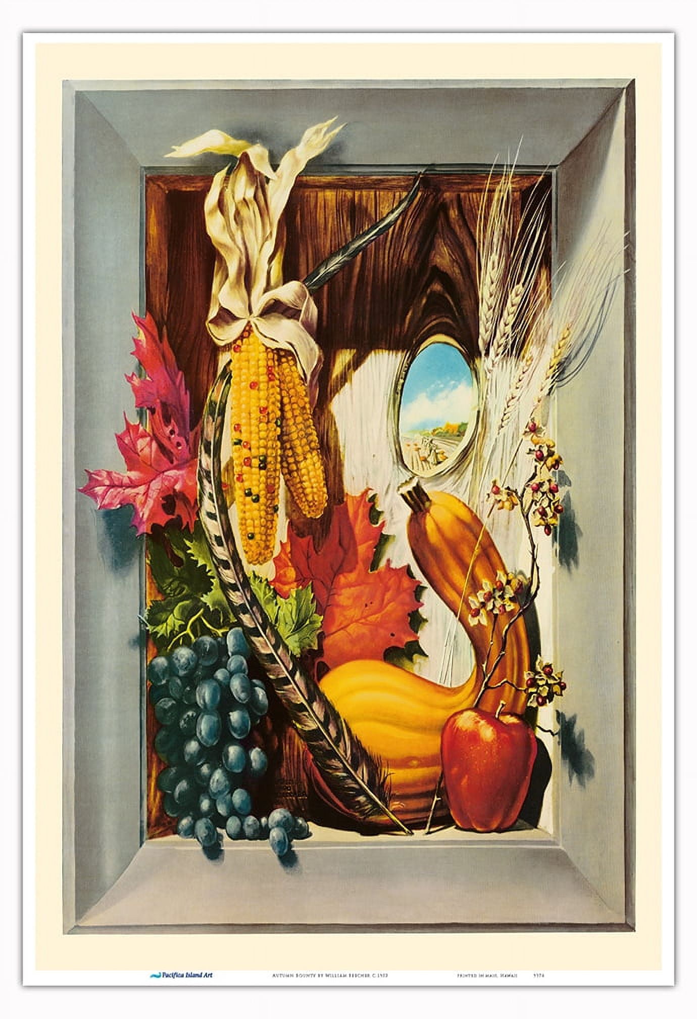 Autumn Bounty - Picture Frame of Winter Vegetables - Vintage Painting by William Beecher c.1953 ...