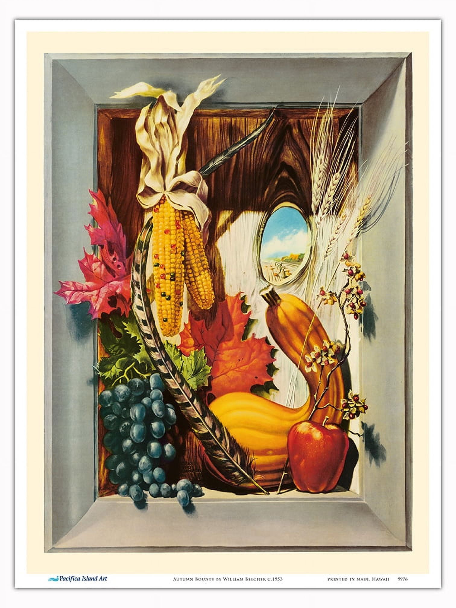 Autumn Bounty - Picture Frame of Winter Vegetables - Vintage Painting ...