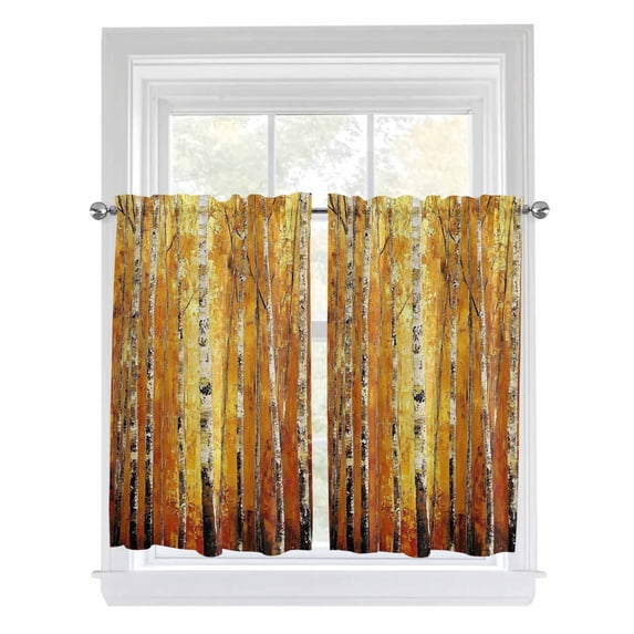 Autumn Branch Tree Kitchen Curtains 54 Inch Length, Fall Yellow Forest ...