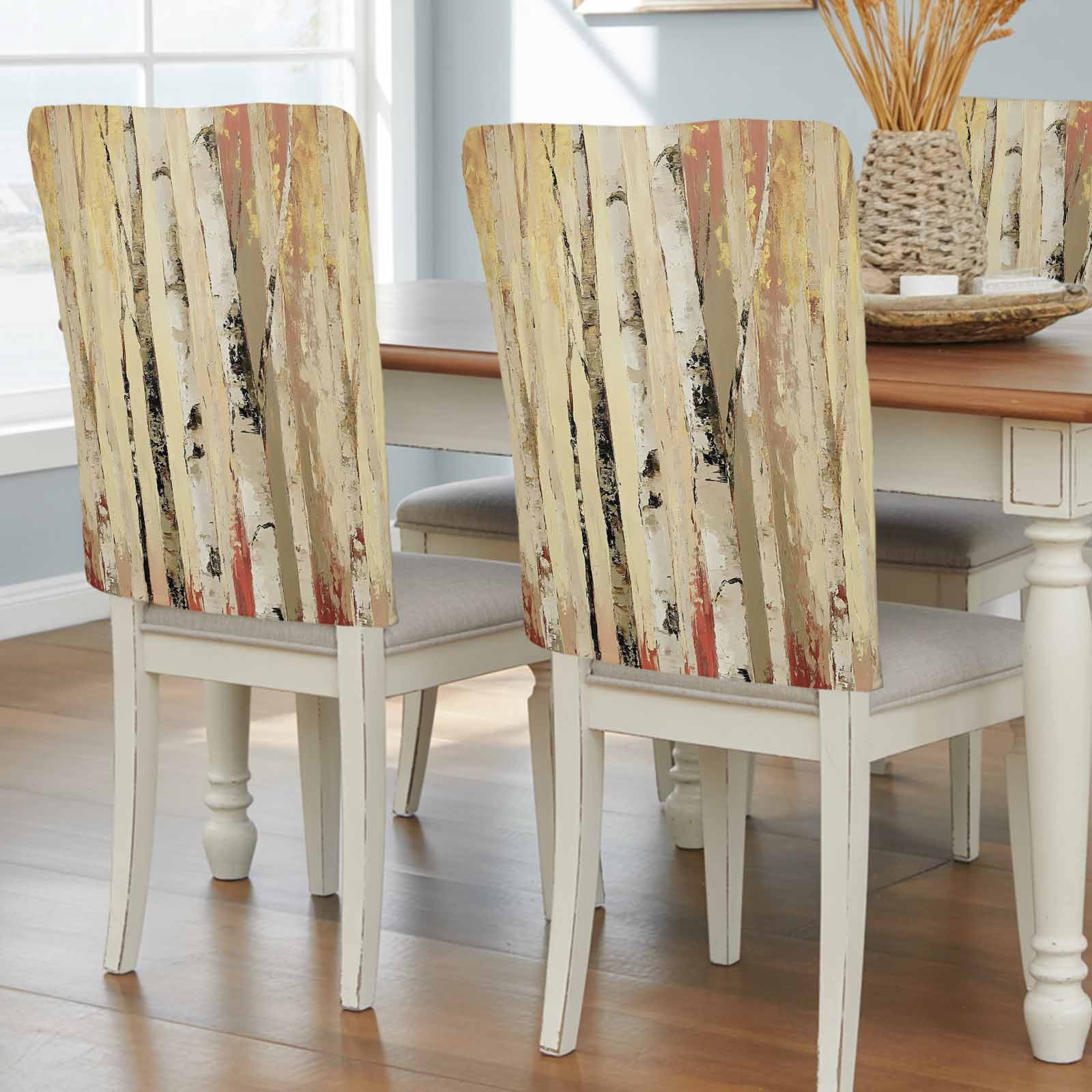 Autumn Branch Trees Chair Back Covers, Fall Forest Vintage Rustic Oil ...